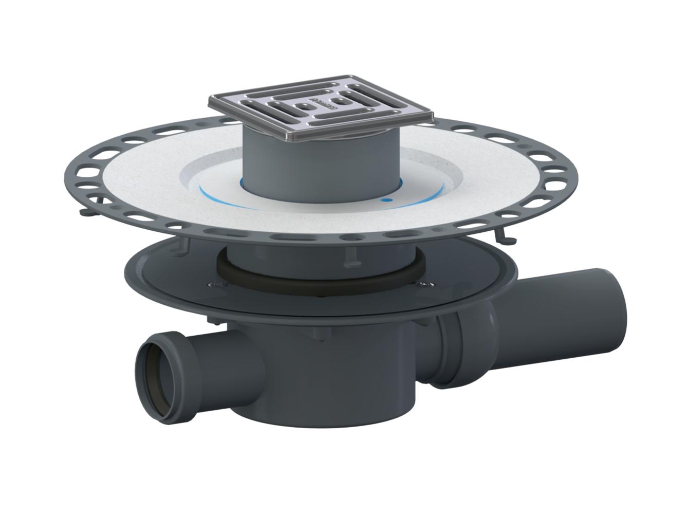 under-tile waterpr. floor drain 42 VC, DN 50, 100 x 100 mm