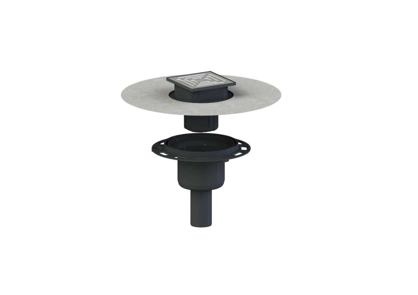 Bodenablauf DallDrain Pure senkrecht OM, DN50/DN100, 120 x 120 mm