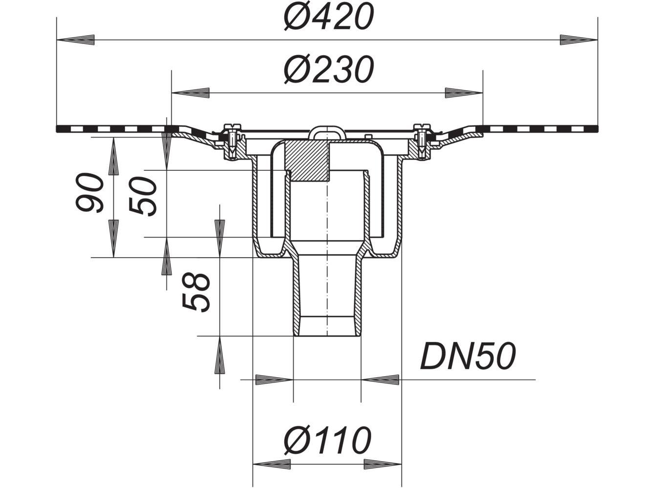 floor drain body type 40 DallBit, DN 50