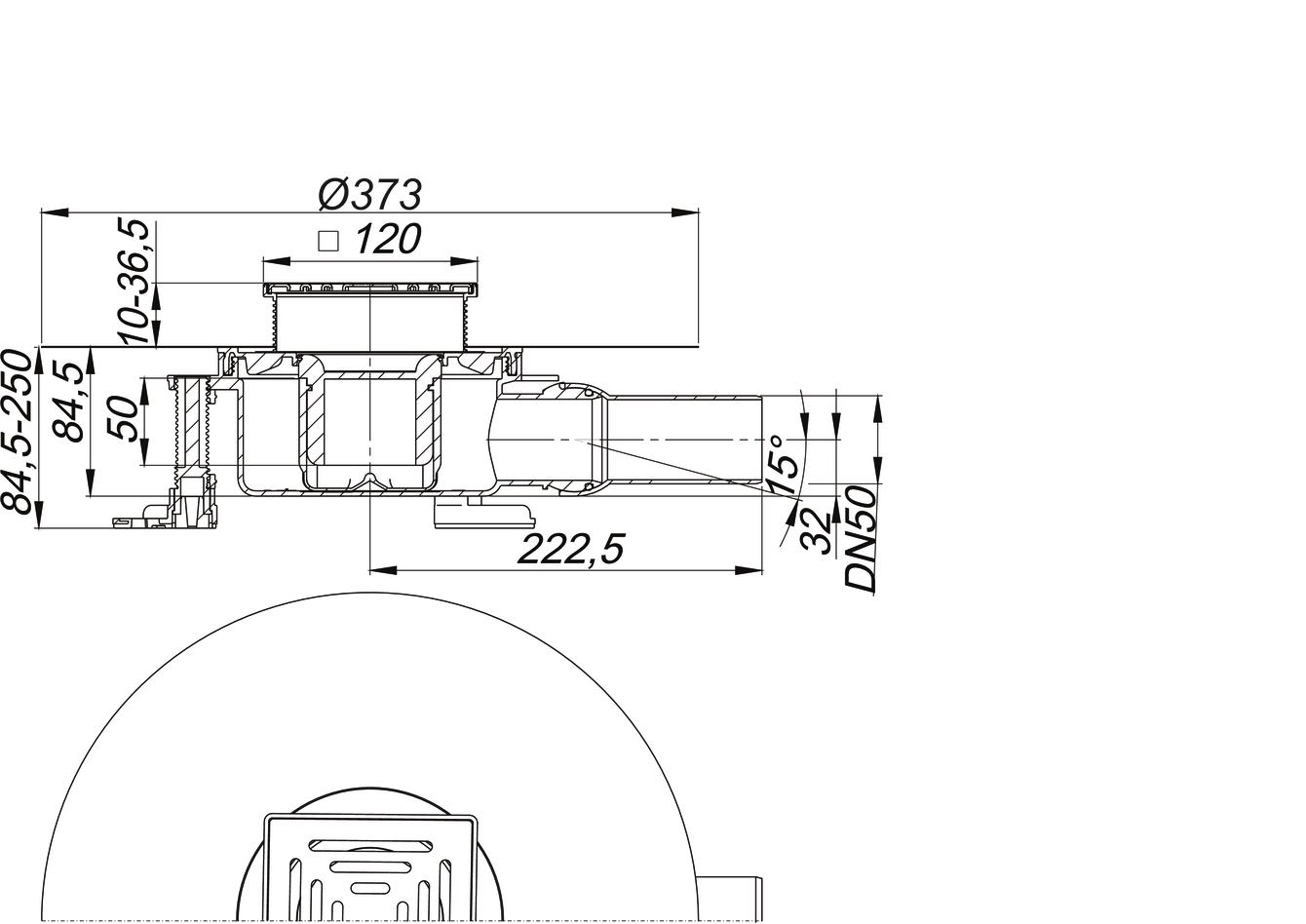 floor drain DallDrain Select, DN 50, 120 x 120 mm