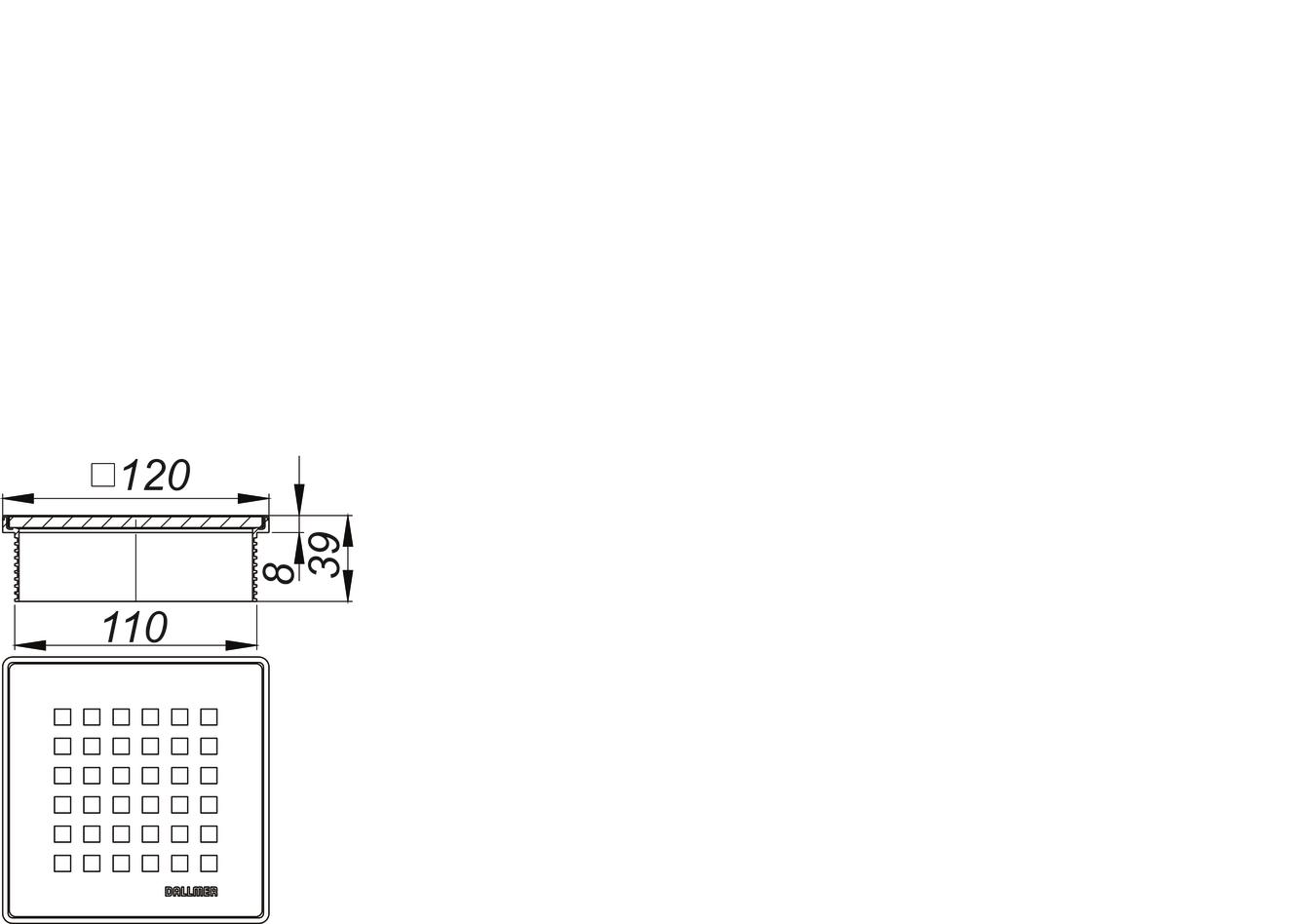 Aufsatz DallDrain Select Quadra, 120 x 120 mm