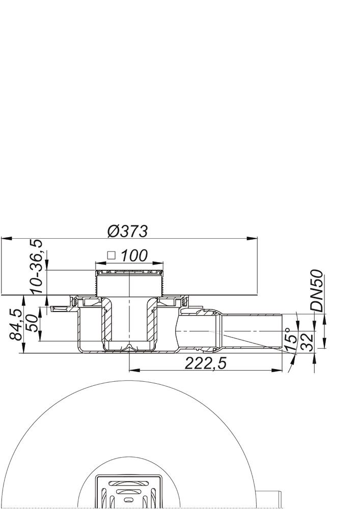 Bodenablauf DallDrain Select OM, DN 50, 100 x 100 mm