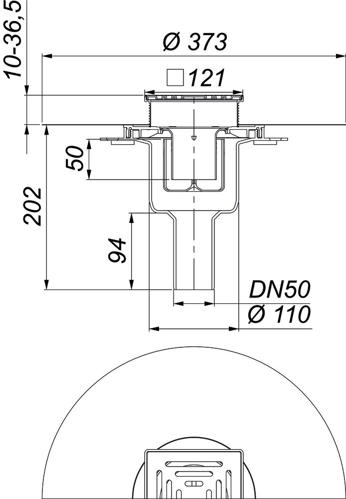 Bodenablauf DallDrain Select senkrecht OM, DN 50, 120 x 120 mm