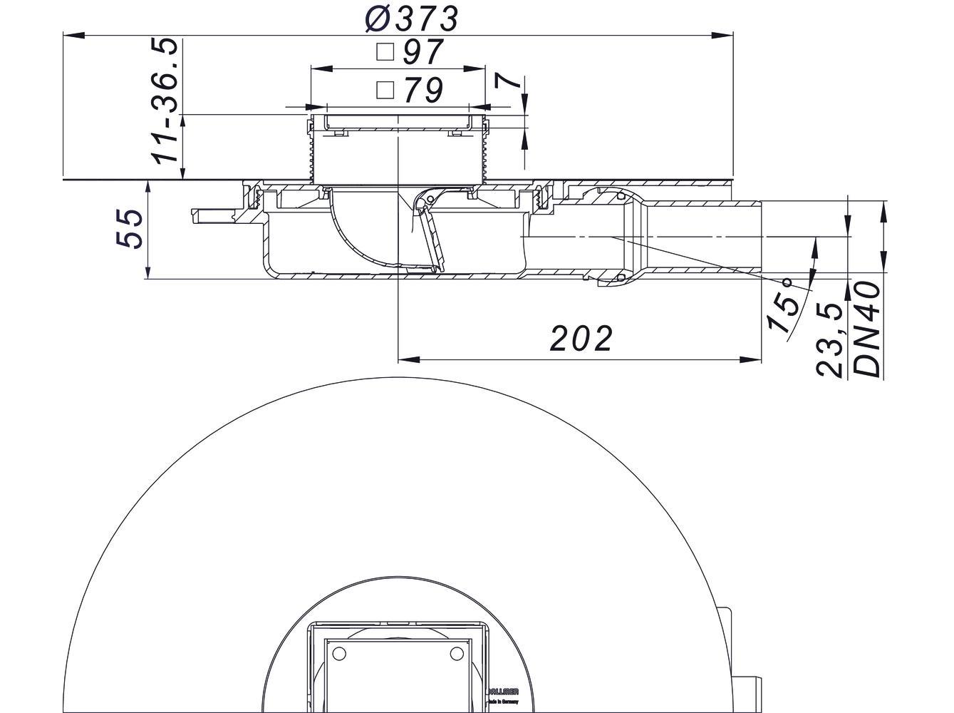 floor drain DallDrain Individual Plan OM, DN 40, 100 x 100 mm