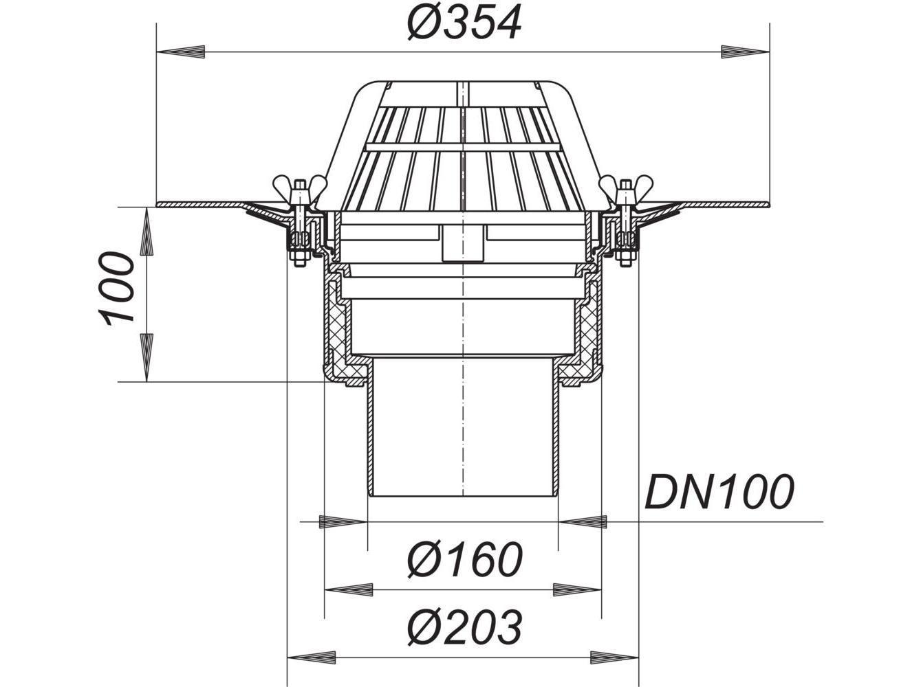 roof drain type 62 clamp ring, DN 100
