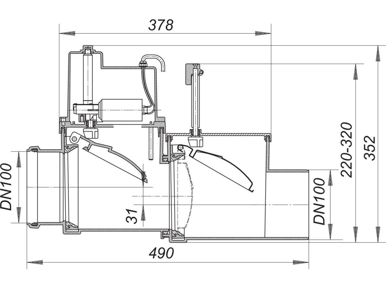 anti-flooding valve Stausafe F, DN 100